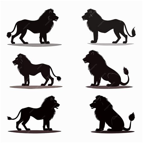 Free Vector Hand Drawn Lion Silhouette Set Illustration Premium Ai