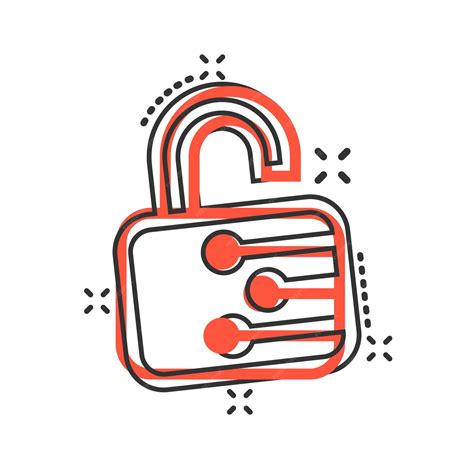 Premium Vector Cyber Security Icon In Comic Style Padlock Locked Vector Cartoon Illustration