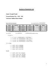 Analysis Of Resistivity Lab Resistance Trends In Different Course Hero