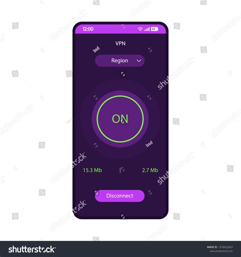Vpn App Smartphone Interface Vector Template Stock Vector Royalty Free