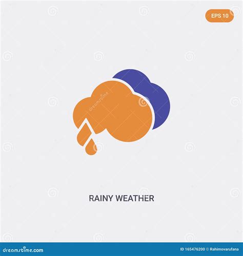 2 Color Rainy Weather Concept Vector Icon Isolated Two Color Rainy Weather Vector Sign Symbol