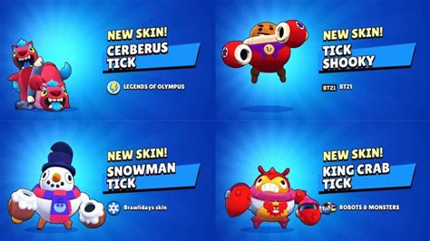 Todas Las Skins De Tick En Brawl Stars Robot Monster New Skin Brawl