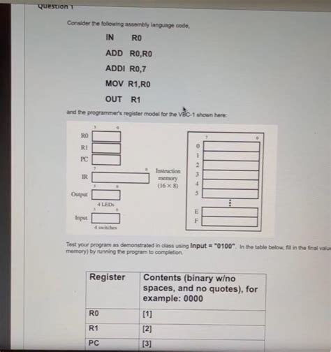 solved question consider the following assembly language