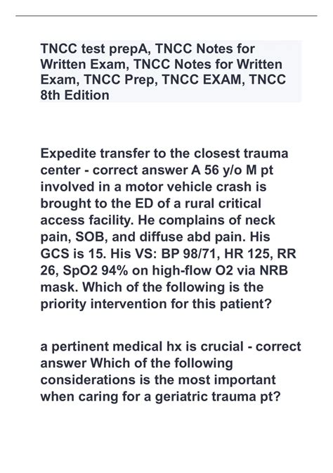 Tncc Test Prepa Tncc Notes For Written Exam Tncc Notes For Written