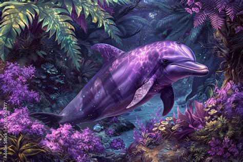 Extinct River Dolphin In Lush Vibrant Underwater Jungle Setting