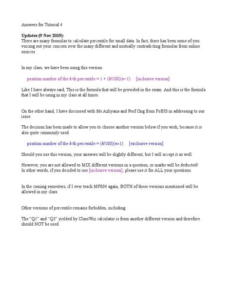 Tutorial 4 Answers Pdf Percentile Computing