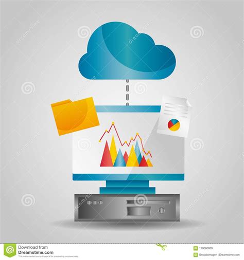 cloud computing data folder file transfer info stock vector