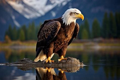 Premium Photo Bald Eagle With A Field Of Daisies In The Foreground