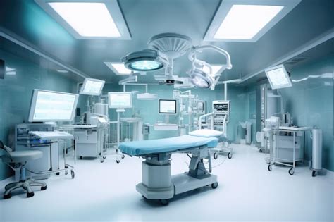 Premium Ai Image A Hospital Room With A Blue And Green Operating Room