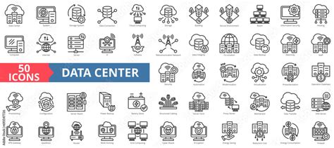 data center icon collection set containing cloud computing security hosting computer internet