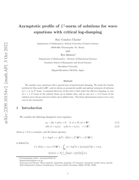 Pdf Asymptotic Profile Of L 2 Norm Of Solutions For Wave Equations