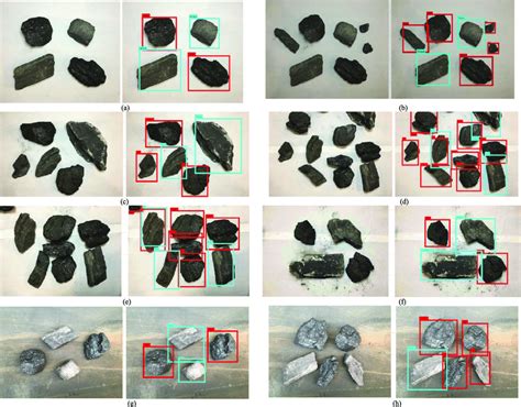 The Results Of Coal And Gangue Detection In Sub Figure A H The Left