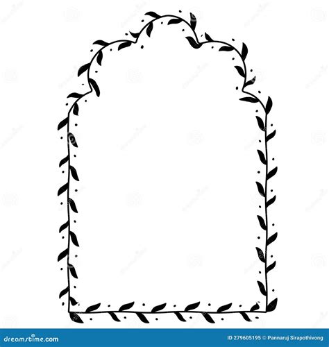 Cinquefoil Arch Rectangular Frame Architectural Window Door Ornate