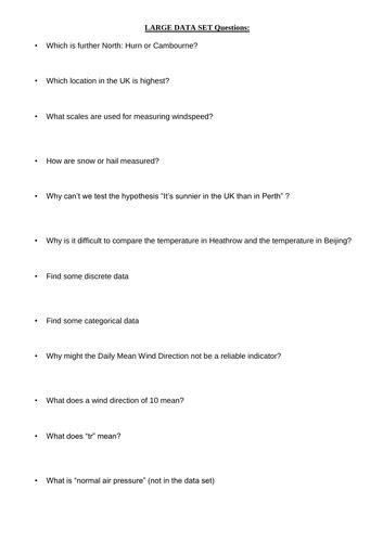 A Level Maths Statistics Large Data Set 7 Kahoot Games And Exam Questions
