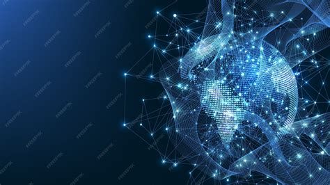Premium Vector Global Network Connection Concept Big Data Visualization Social Network