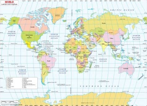 World Lat Long Map World Map With Countries World Map World Geography Map