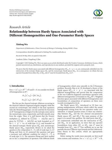 Pdf Relationship Between Hardy Spaces Associated With Different
