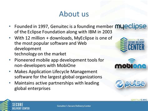 genuitec s s ecure d elivery c enter 2012 overview of delivering