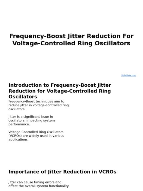 Frequency Boost Jitter Reduction For Voltage Controlled Ring Oscillators Pdf