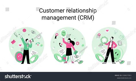 Crm Metaphor Customer Relationship Management Application Stock Vector