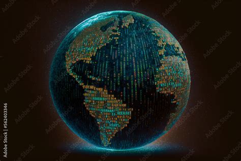 earth globe made of binary code created with generative ai technology stock illustration adobe
