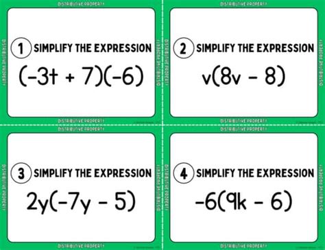 Distributive Property With Variables Algebra Task Cards By Alessia Hooper