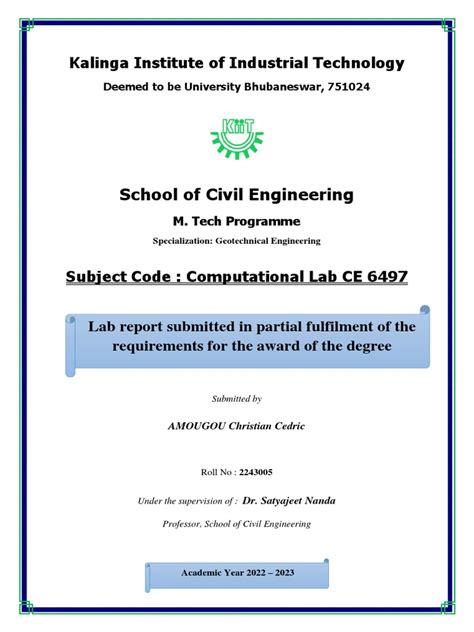 Computational Lab Report 2243005 Pdf Applied And Interdisciplinary Physics Civil Engineering