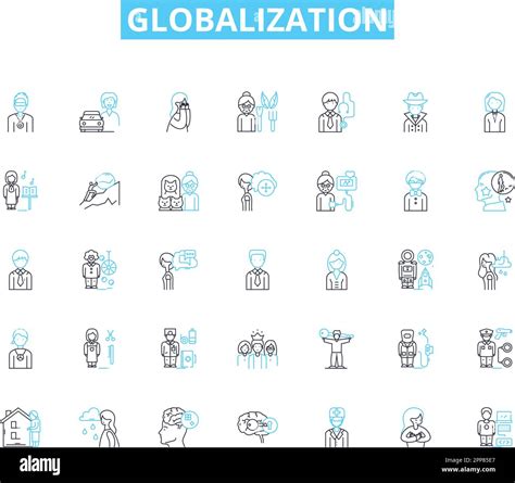 Globalization Linear Icons Set Interconnectedness Integration