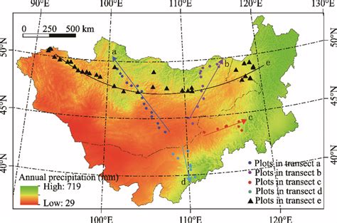 Location Of The Surveyed Plots On The Five Transects A B C D And E