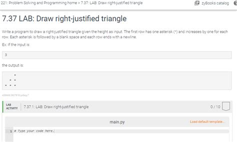 Answered 7 37 Lab Draw Right Justified Triangle… Bartleby