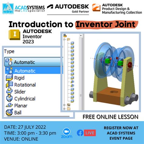 Introduction To Inventor Joint Acad Systems Autodesk Gold Partner Training And Certification