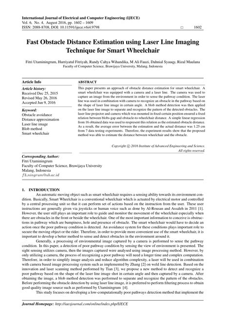 Pdf Fast Obstacle Distance Estimation Using Laser Line Imaging Technique For Smart Wheelchair
