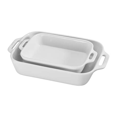 Ceramic 2 Pc Rectangular Baking Dish Set In White Over The Moon