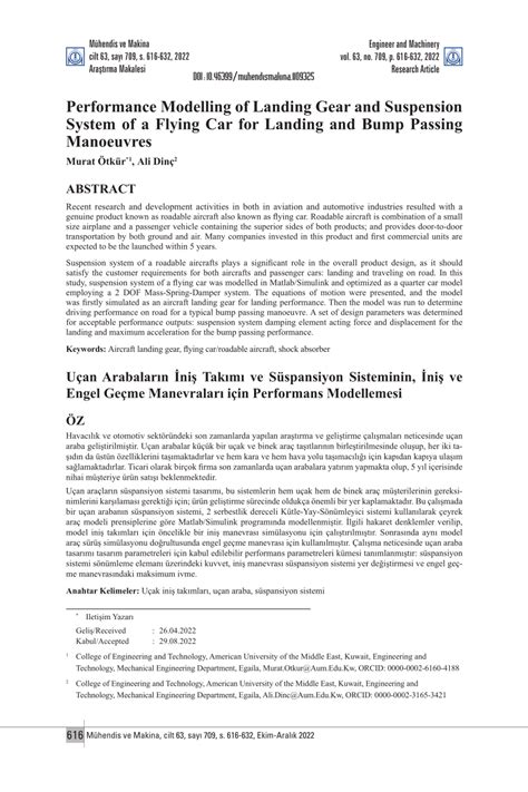 Pdf Performance Modelling Of Landing Gear And Suspension System Of A Flying Car For Landing
