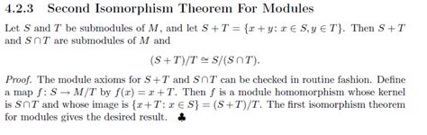 Abstract Algebra Second Isomorphism Theorem For Modules Mathematics