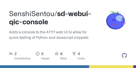 Github Senshisentousd Webui Qic Console Adds A Console To The A1111 Web Ui To Allow For