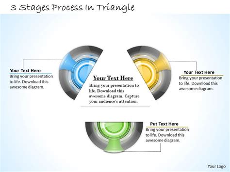 Busines Ppt Diagram Staged Process In Triangle Powerpoint Template PowerPoint Slide