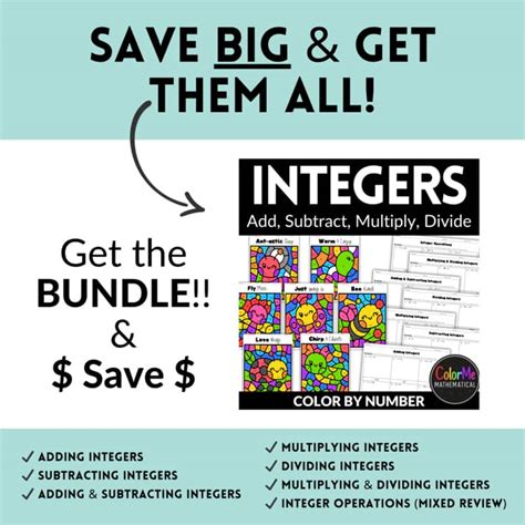 Adding Integers Color By Number Integer Operations Practice Tpt
