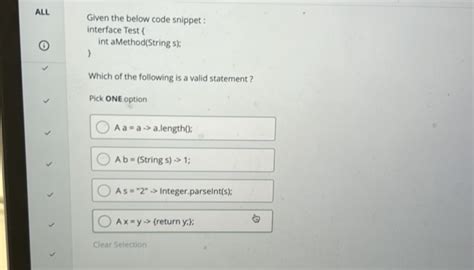 ALL Given The Below Code Snippet Interface StudyX