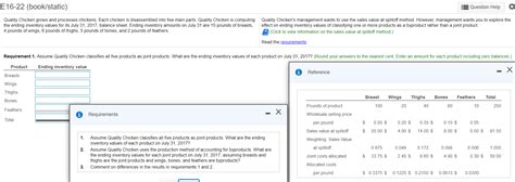 Solved E Book Static Question Help Quality Chicken Chegg