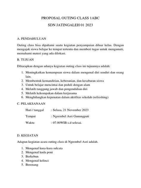 Proposal Outing Class 1abc Revisi Pdf