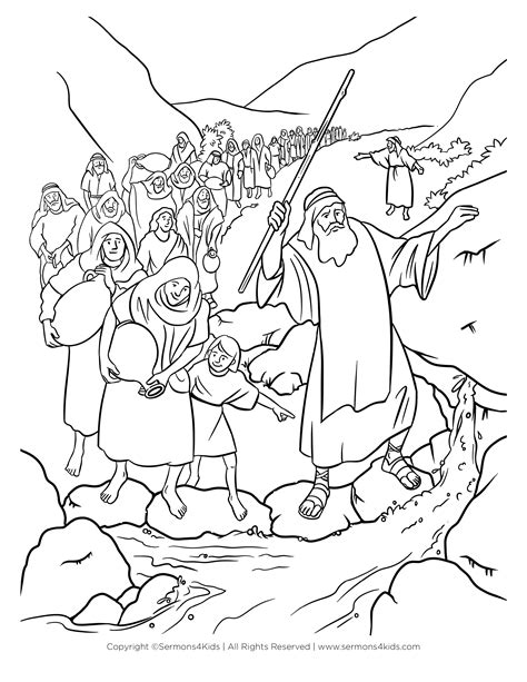 Moses Coloring Rock Pages Strikes Burning Bush Staff Bible His