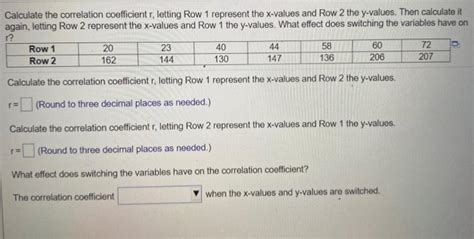Solved Calculate The Correlation Coefficient R Letting Row