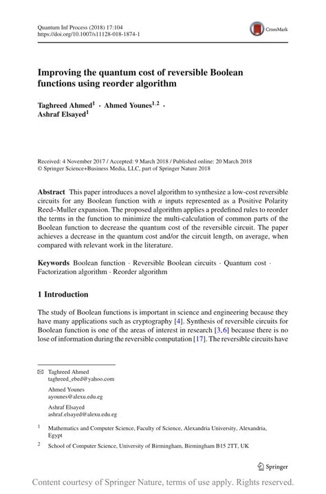 Improving The Quantum Cost Of Reversible Boolean Functions Using
