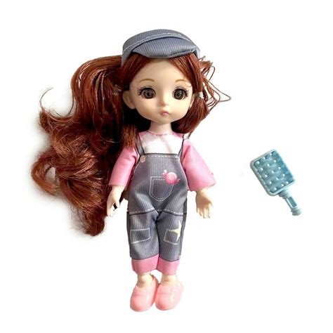 Кукла 1TOY Alisa Kawaii mini с расчёской длинные темные волосы в серой ...