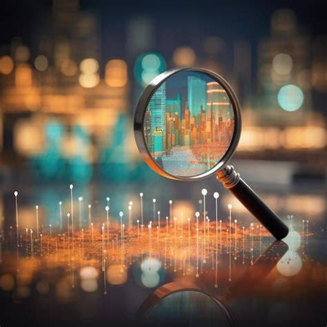 Premium Photo A Magnifying Glass Over A Data Base Showing Graphs