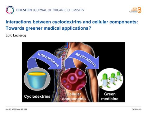 Bjoc Interactions Between Cyclodextrins And Cellular Components Towards Greener Medical