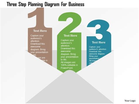 Three Step Planning Diagram For Business Flat Powerpoint Design PowerPoint Shapes PowerPoint