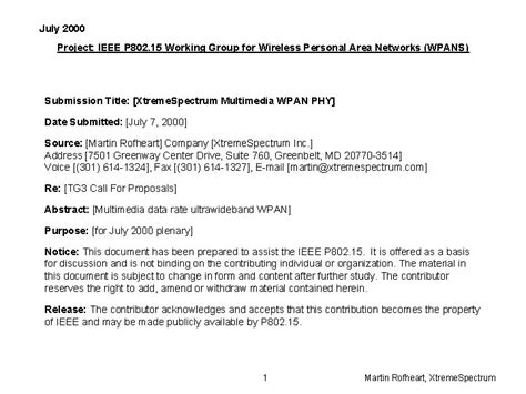 July 2000 Project Ieee P 802 15 Working