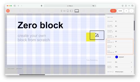 Как настроить модульную сетку в Zero Block